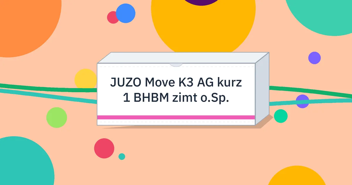 Symbolbild: Packung mit der Aufschrift JUZO Move K3 AG kurz 1 BHBM zimt o.Sp. (PZN 18581954) – Verfügbarkeit und Bezug in Apotheken in Frankfurt am Main