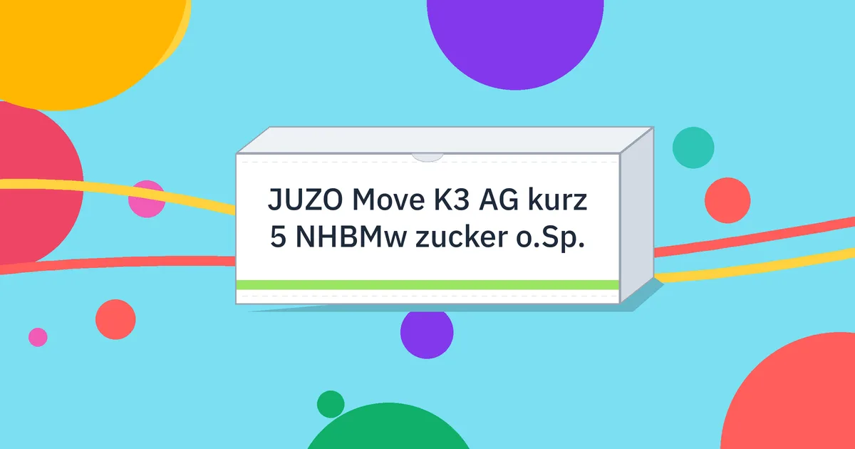 Symbolbild: Packung mit der Aufschrift JUZO Move K3 AG kurz 5 NHBMw zucker o.Sp. (PZN 18580831) – Verfügbarkeit und Bezug in Apotheken in Frankfurt am Main