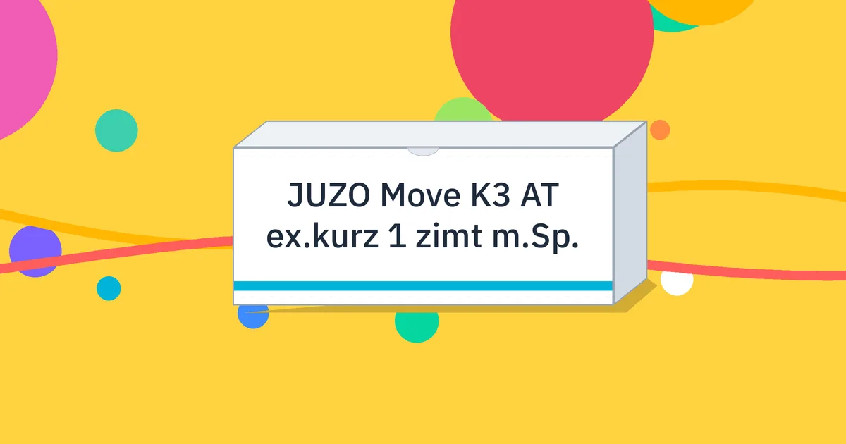 Symbolbild: Packung mit der Aufschrift JUZO Move K3 AT ex.kurz 1 zimt m.Sp. (PZN 20679933) – Verfügbarkeit und Bezug in Apotheken in Frankfurt am Main
