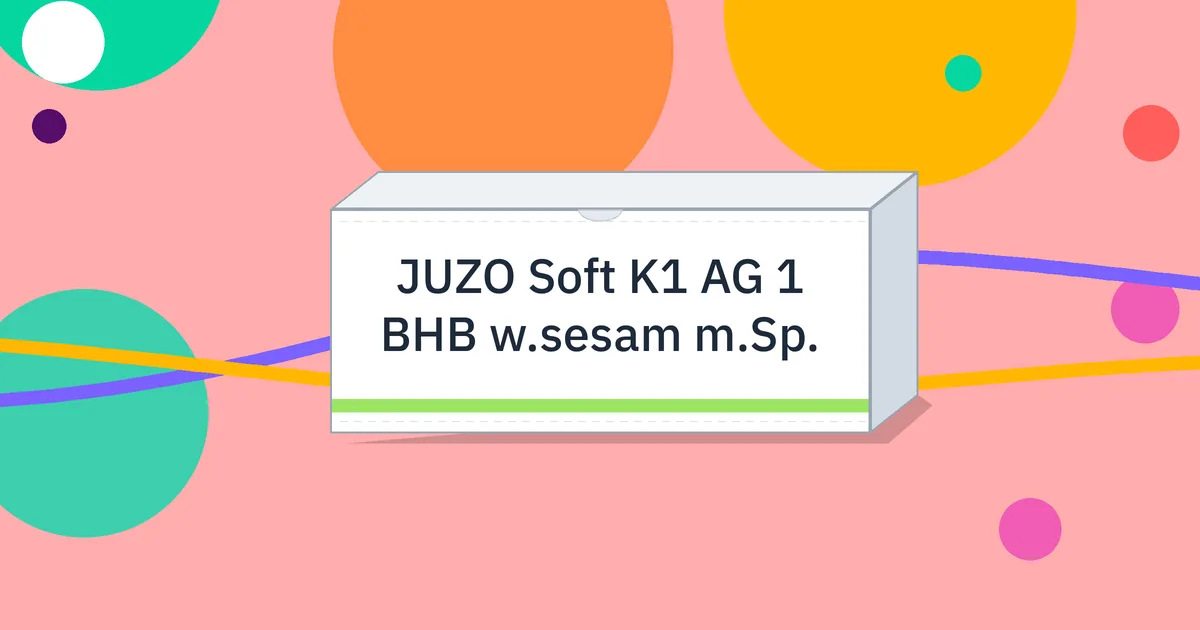 Symbolbild: Packung mit der Aufschrift JUZO Soft K1 AG 1 BHB w.sesam m.Sp. (PZN 14836713) – Verfügbarkeit und Bezug in Apotheken in Frankfurt am Main