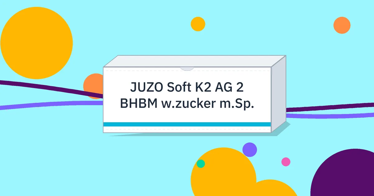 Symbolbild: Packung mit der Aufschrift JUZO Soft K2 AG 2 BHBM w.zucker m.Sp. (PZN 14866588) – Verfügbarkeit und Bezug in Apotheken in Frankfurt am Main