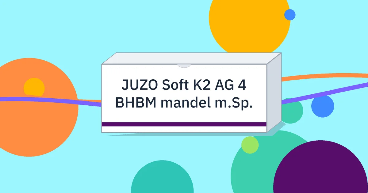 Symbolbild: Packung mit der Aufschrift JUZO Soft K2 AG 4 BHBM mandel m.Sp. (PZN 14859128) – Verfügbarkeit und Bezug in Apotheken in Frankfurt am Main