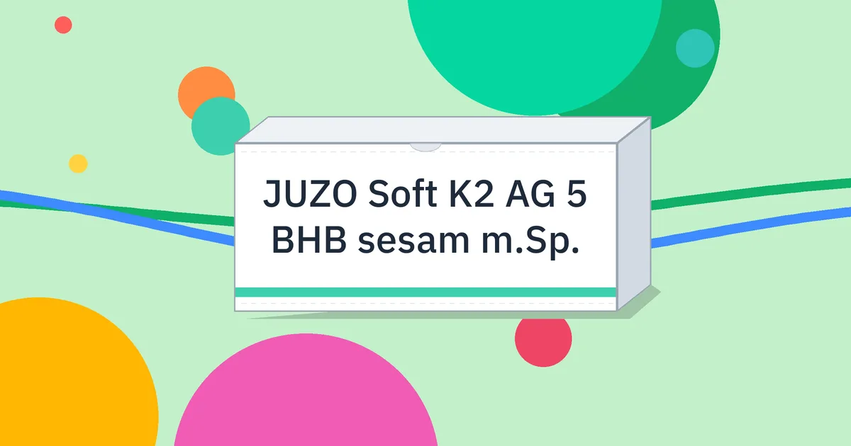 Symbolbild: Packung mit der Aufschrift JUZO Soft K2 AG 5 BHB sesam m.Sp. (PZN 14824822) – Verfügbarkeit und Bezug in Apotheken in Frankfurt am Main