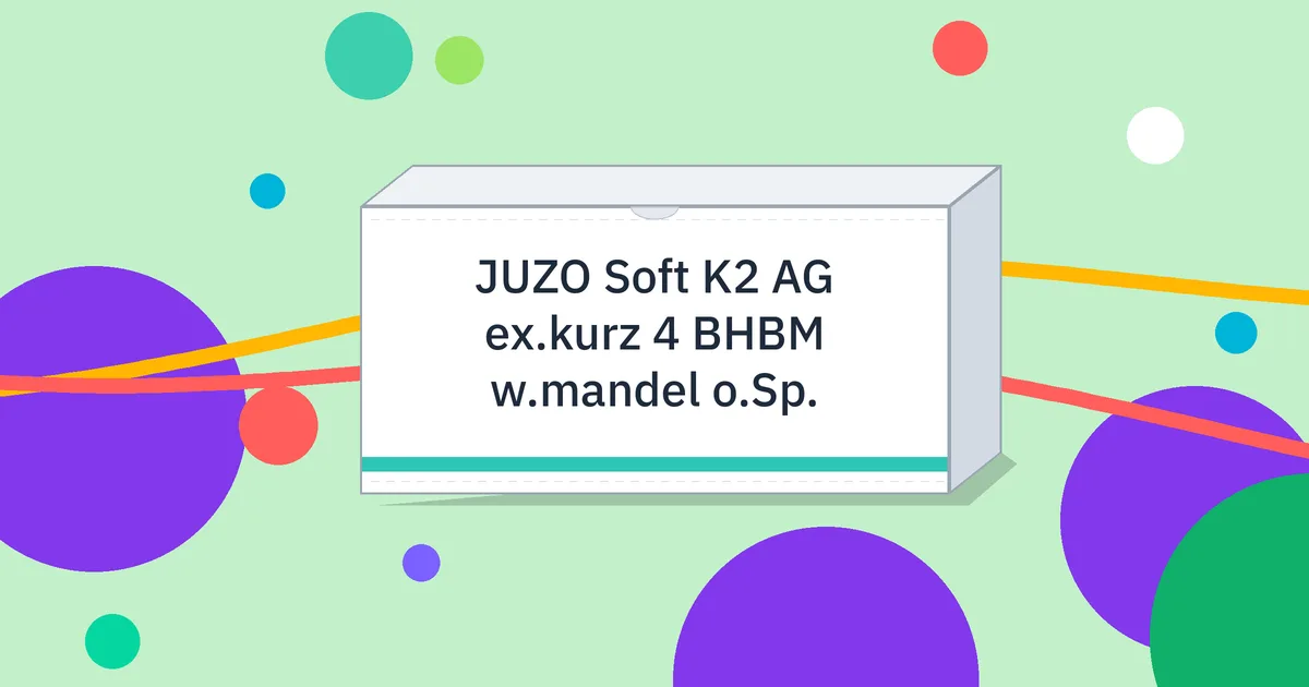 Symbolbild: Packung mit der Aufschrift JUZO Soft K2 AG ex.kurz 4 BHBM w.mandel o.Sp. (PZN 14870319) – Verfügbarkeit und Bezug in Apotheken in Frankfurt am Main