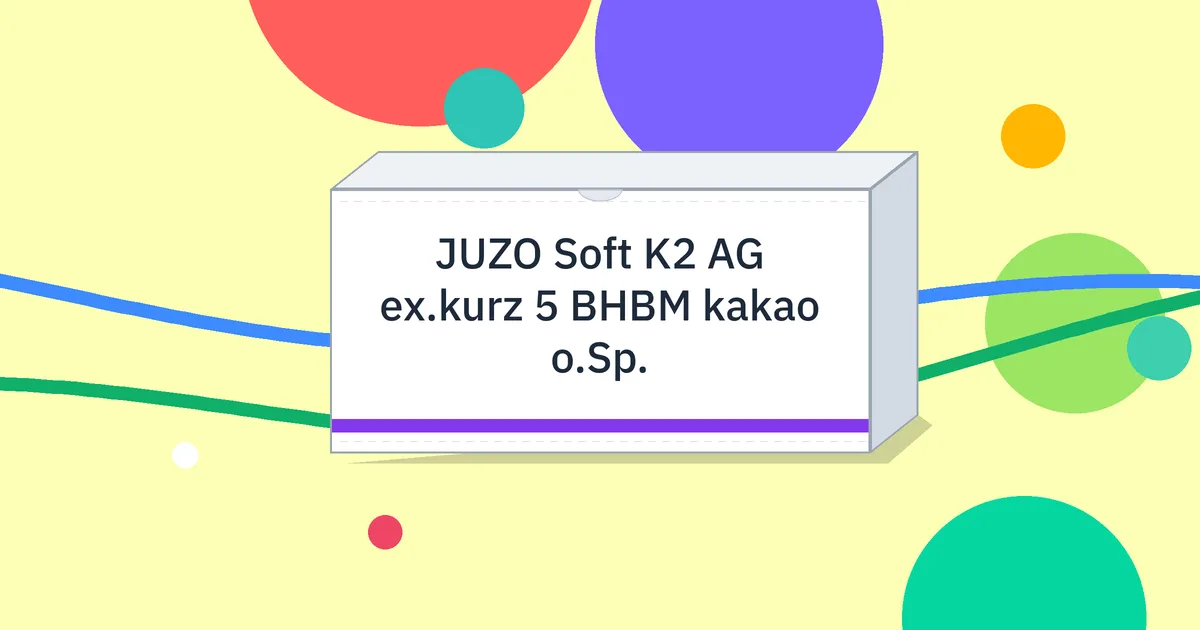 Symbolbild: Packung mit der Aufschrift JUZO Soft K2 AG ex.kurz 5 BHBM kakao o.Sp. (PZN 14862573) – Verfügbarkeit und Bezug in Apotheken in Frankfurt am Main