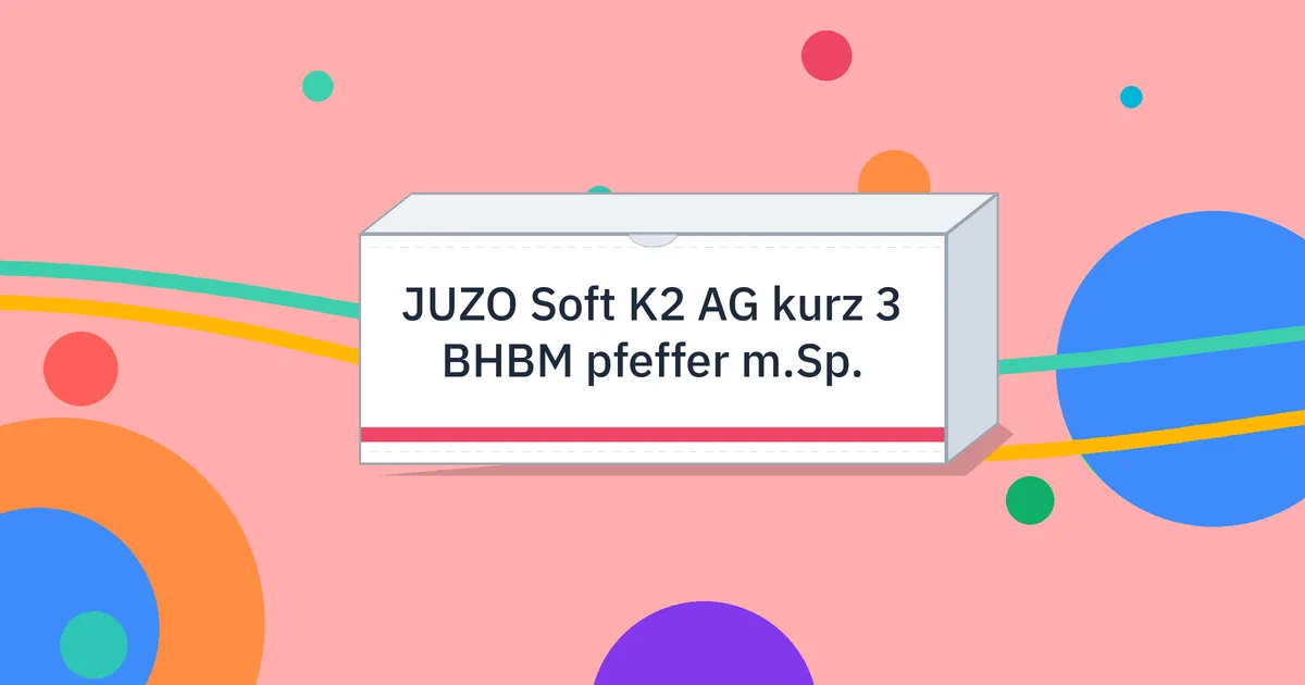 Symbolbild: Packung mit der Aufschrift JUZO Soft K2 AG kurz 3 BHBM pfeffer m.Sp. (PZN 14859401) – Verfügbarkeit und Bezug in Apotheken in Frankfurt am Main