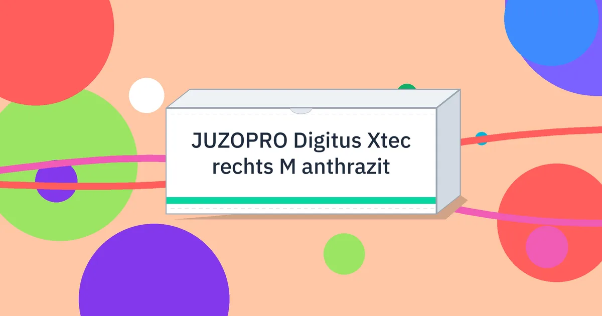 Symbolbild: Packung mit der Aufschrift JUZOPRO Digitus Xtec rechts M anthrazit (PZN 16766543) – Verfügbarkeit und Bezug in Apotheken in Frankfurt am Main