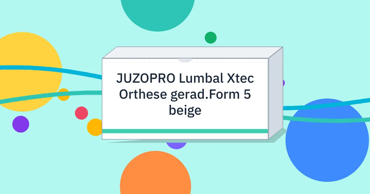 Symbolbild: Packung mit der Aufschrift JUZOPRO Lumbal Xtec Orthese gerad.Form 5 beige (PZN 16498025) – Verfügbarkeit und Bezug in Apotheken in Frankfurt am Main