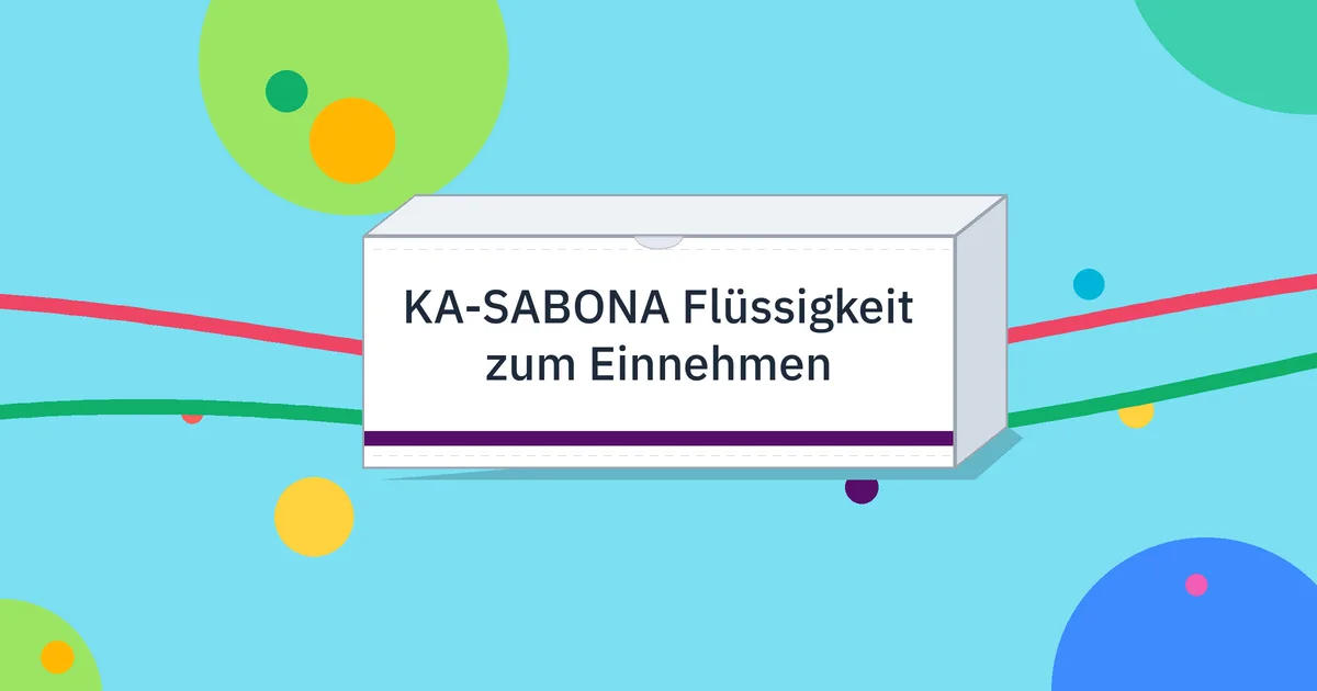 Symbolbild: Packung mit der Aufschrift KA-SABONA Flüssigkeit zum Einnehmen (PZN 15321158) – Verfügbarkeit und Bezug in Apotheken in Frankfurt am Main