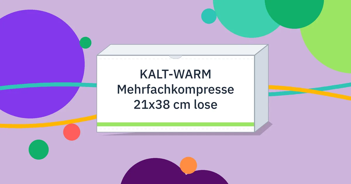 Symbolbild: Packung mit der Aufschrift KALT-WARM Mehrfachkompresse 21x38 cm lose (PZN 03645246) – Verfügbarkeit und Bezug in Apotheken in Frankfurt am Main