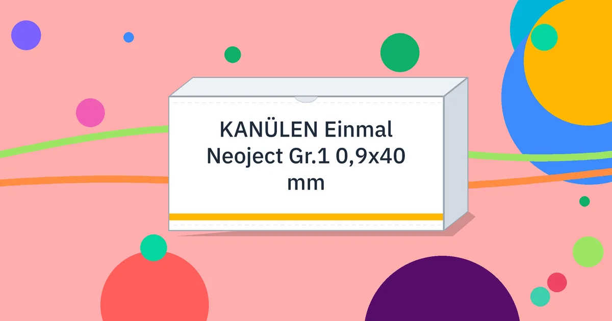 Symbolbild: Packung mit der Aufschrift KANÜLEN Einmal Neoject Gr.1 0,9x40 mm (PZN 03640384) – Verfügbarkeit und Bezug in Apotheken in Frankfurt am Main