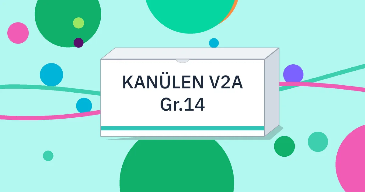 Symbolbild: Packung mit der Aufschrift KANÜLEN V2A Gr.14 (PZN 01728637) – Verfügbarkeit und Bezug in Apotheken in Frankfurt am Main