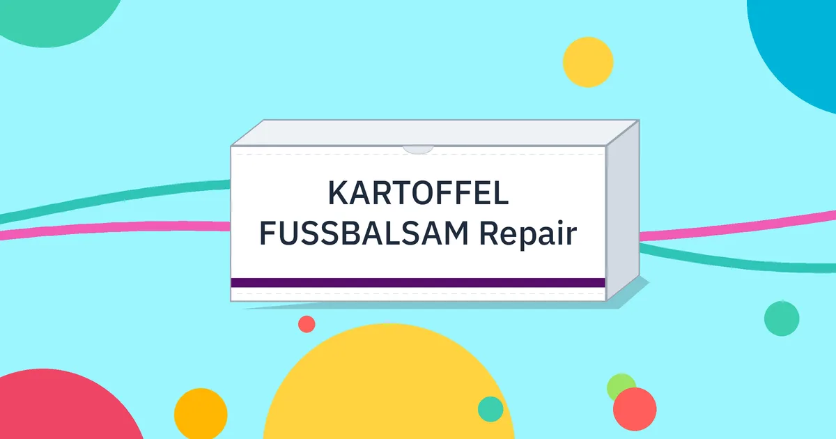 Symbolbild: Packung mit der Aufschrift KARTOFFEL FUSSBALSAM Repair (PZN 12547028) – Verfügbarkeit und Bezug in Apotheken in Frankfurt am Main
