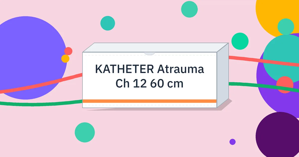 Symbolbild: Packung mit der Aufschrift KATHETER Atrauma Ch 12 60 cm (PZN 03656244) – Verfügbarkeit und Bezug in Apotheken in Frankfurt am Main