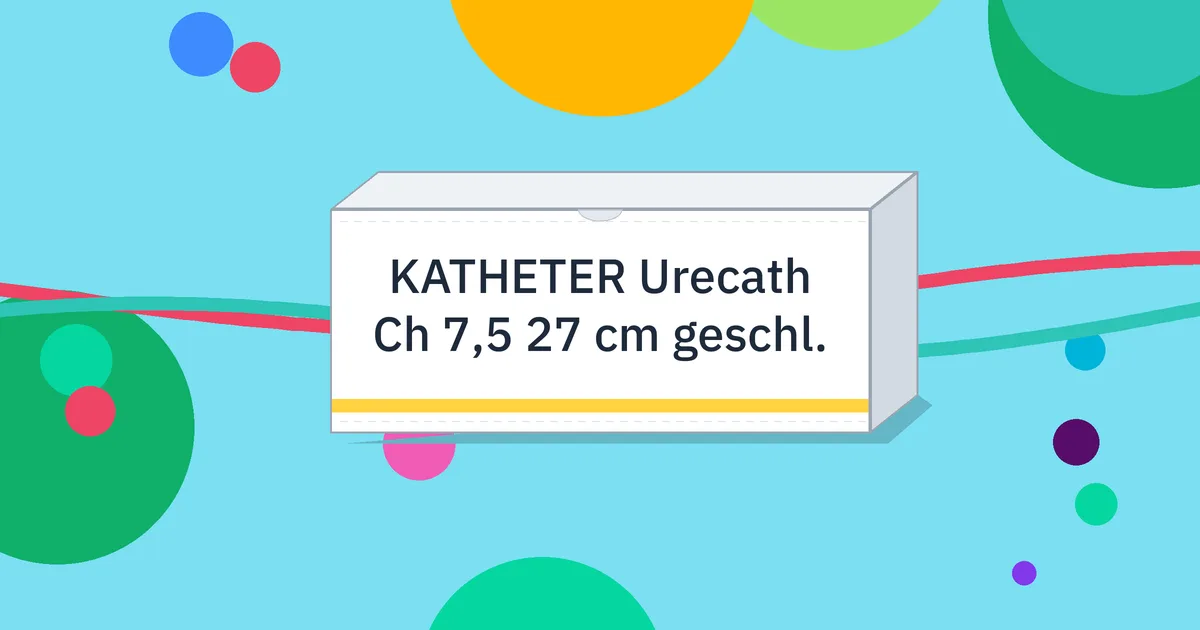 Symbolbild: Packung mit der Aufschrift KATHETER Urecath Ch 7,5 27 cm geschl. (PZN 03385093) – Verfügbarkeit und Bezug in Apotheken in Frankfurt am Main