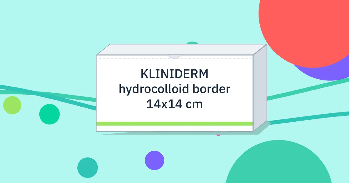 Symbolbild: Packung mit der Aufschrift KLINIDERM hydrocolloid border 14x14 cm (PZN 12477061) – Verfügbarkeit und Bezug in Apotheken in Frankfurt am Main
