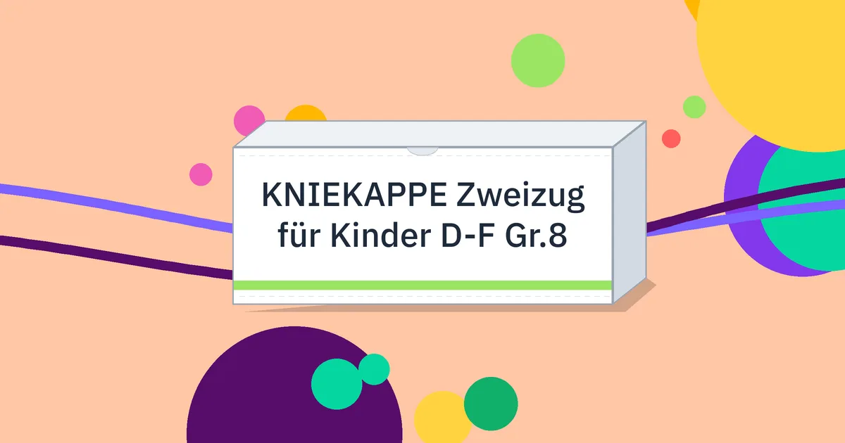 Symbolbild: Packung mit der Aufschrift KNIEKAPPE Zweizug für Kinder D-F Gr.8 (PZN 01738044) – Verfügbarkeit und Bezug in Apotheken in Frankfurt am Main
