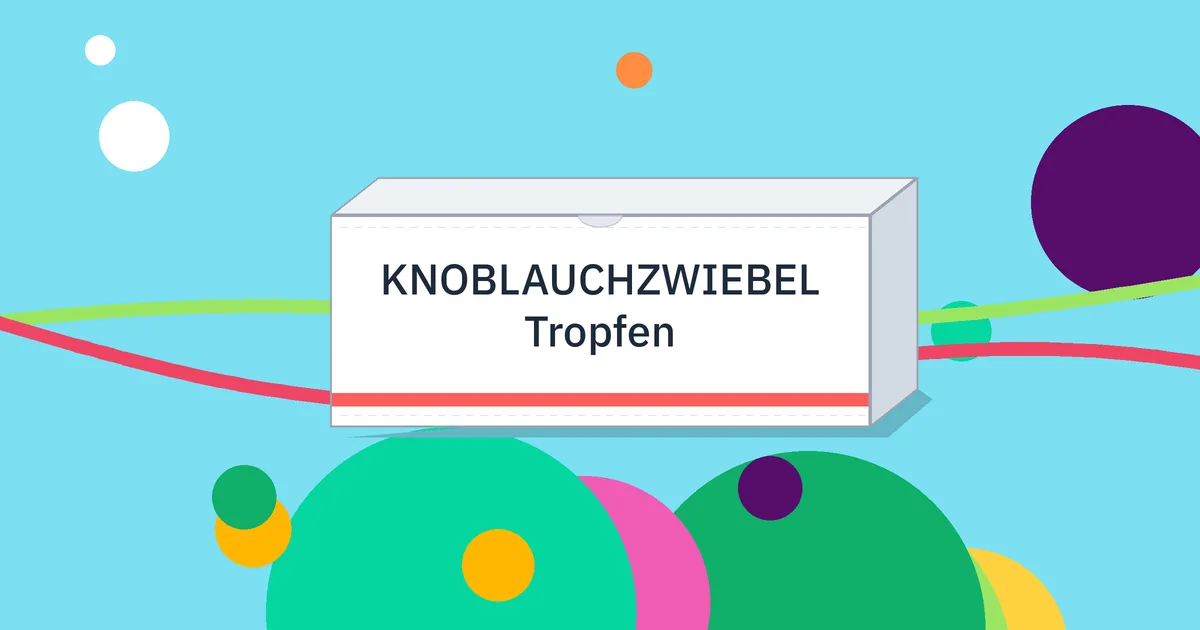 Symbolbild: Packung mit der Aufschrift KNOBLAUCHZWIEBEL Tropfen (PZN 17555156) – Verfügbarkeit und Bezug in Apotheken in Frankfurt am Main