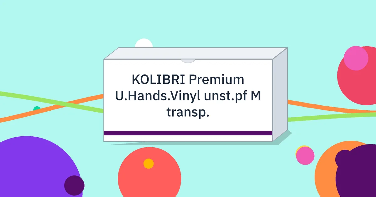 Symbolbild: Packung mit der Aufschrift KOLIBRI Premium U.Hands.Vinyl unst.pf M transp. (PZN 15199160) – Verfügbarkeit und Bezug in Apotheken in Frankfurt am Main