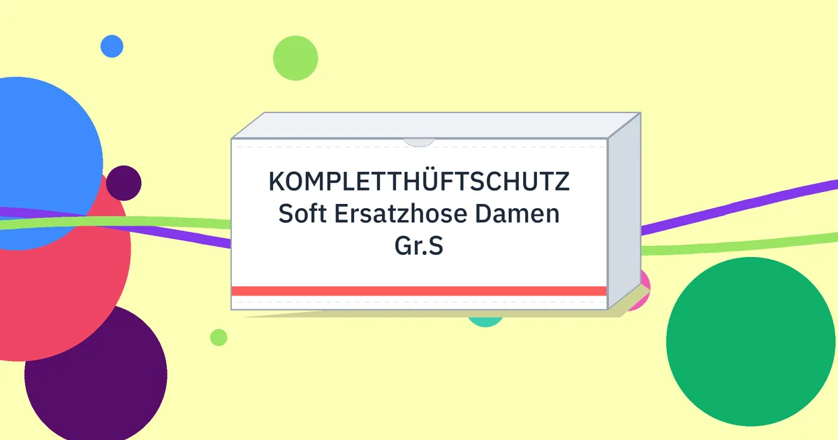 Symbolbild: Packung mit der Aufschrift KOMPLETTHÜFTSCHUTZ Soft Ersatzhose Damen Gr.S (PZN 09372068) – Verfügbarkeit und Bezug in Apotheken in Frankfurt am Main
