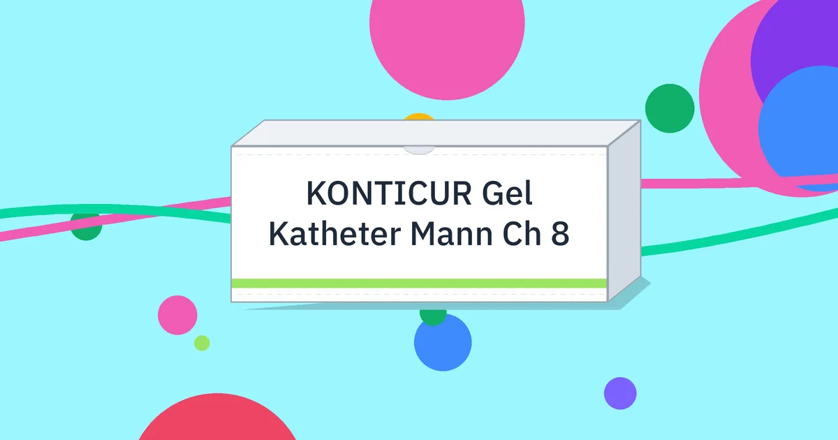 Symbolbild: Packung mit der Aufschrift KONTICUR Gel Katheter Mann Ch 8 (PZN 10099270) – Verfügbarkeit und Bezug in Apotheken in Frankfurt am Main