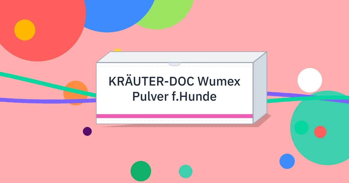 Symbolbild: Packung mit der Aufschrift KRÄUTER-DOC Wumex Pulver f.Hunde (PZN 18781400) – Verfügbarkeit und Bezug in Apotheken in Frankfurt am Main