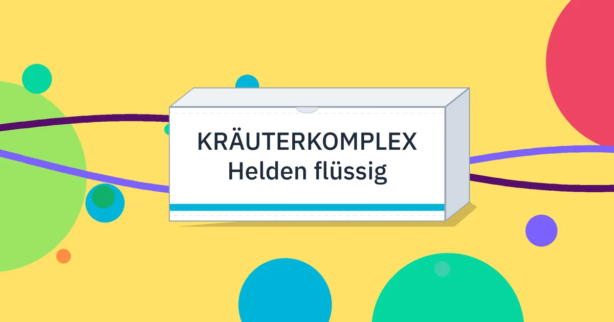 Symbolbild: Packung mit der Aufschrift KRÄUTERKOMPLEX Helden flüssig (PZN 10300192) – Verfügbarkeit und Bezug in Apotheken in Frankfurt am Main
