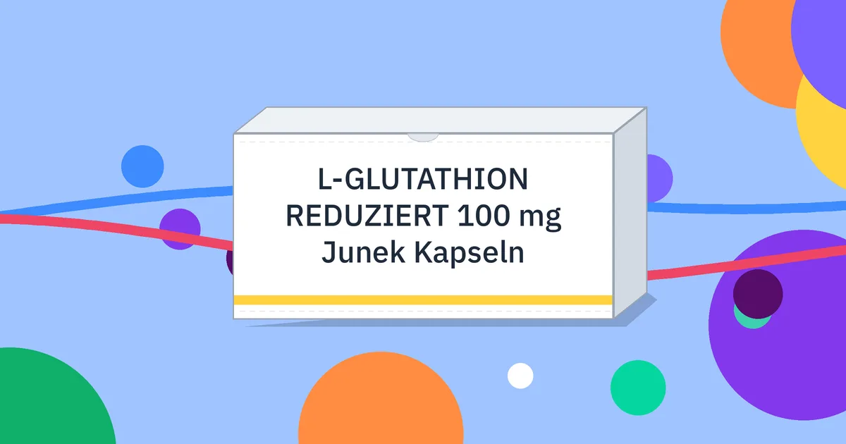 Symbolbild: Packung mit der Aufschrift L-GLUTATHION REDUZIERT 100 mg Junek Kapseln (PZN 09786077) – Verfügbarkeit und Bezug in Apotheken in Frankfurt am Main