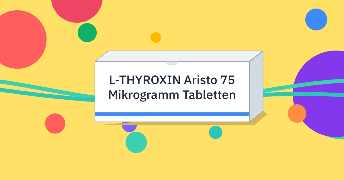 Symbolbild: Packung mit der Aufschrift L-THYROXIN Aristo 75 Mikrogramm Tabletten (PZN 01880693) – Verfügbarkeit und Bezug in Apotheken in Frankfurt am Main