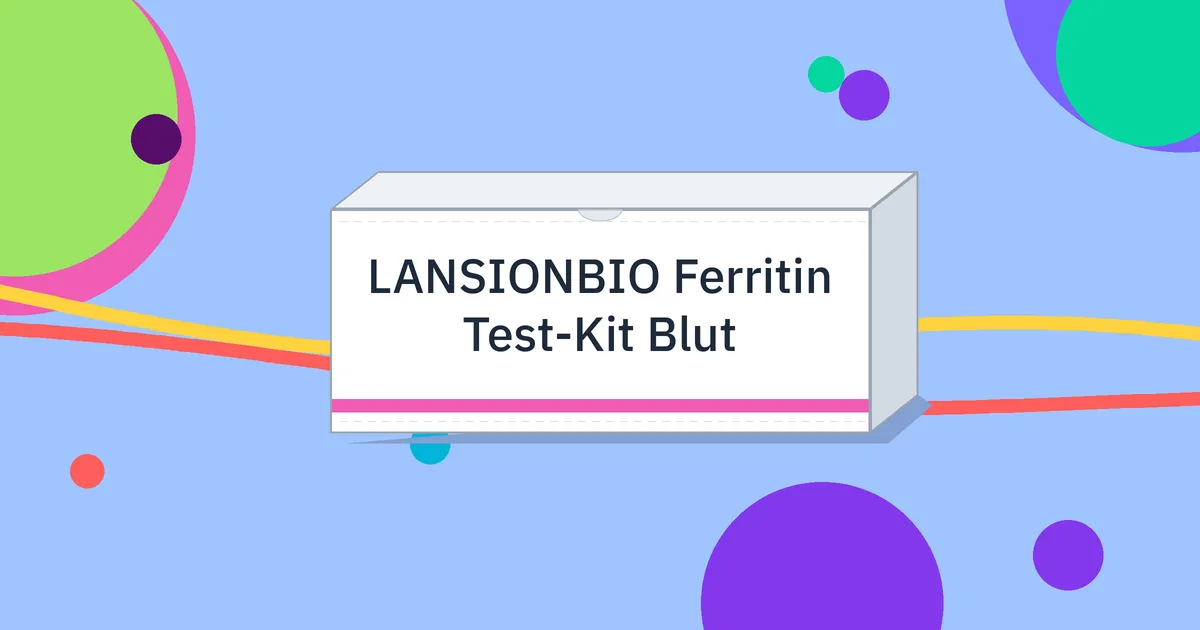 Symbolbild: Packung mit der Aufschrift LANSIONBIO Ferritin Test-Kit Blut (PZN 20418316) – Verfügbarkeit und Bezug in Apotheken in Frankfurt am Main