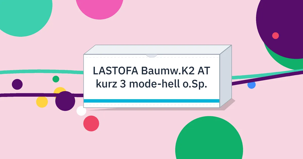 Symbolbild: Packung mit der Aufschrift LASTOFA Baumw.K2 AT kurz 3 mode-hell o.Sp. (PZN 01952116) – Verfügbarkeit und Bezug in Apotheken in Frankfurt am Main