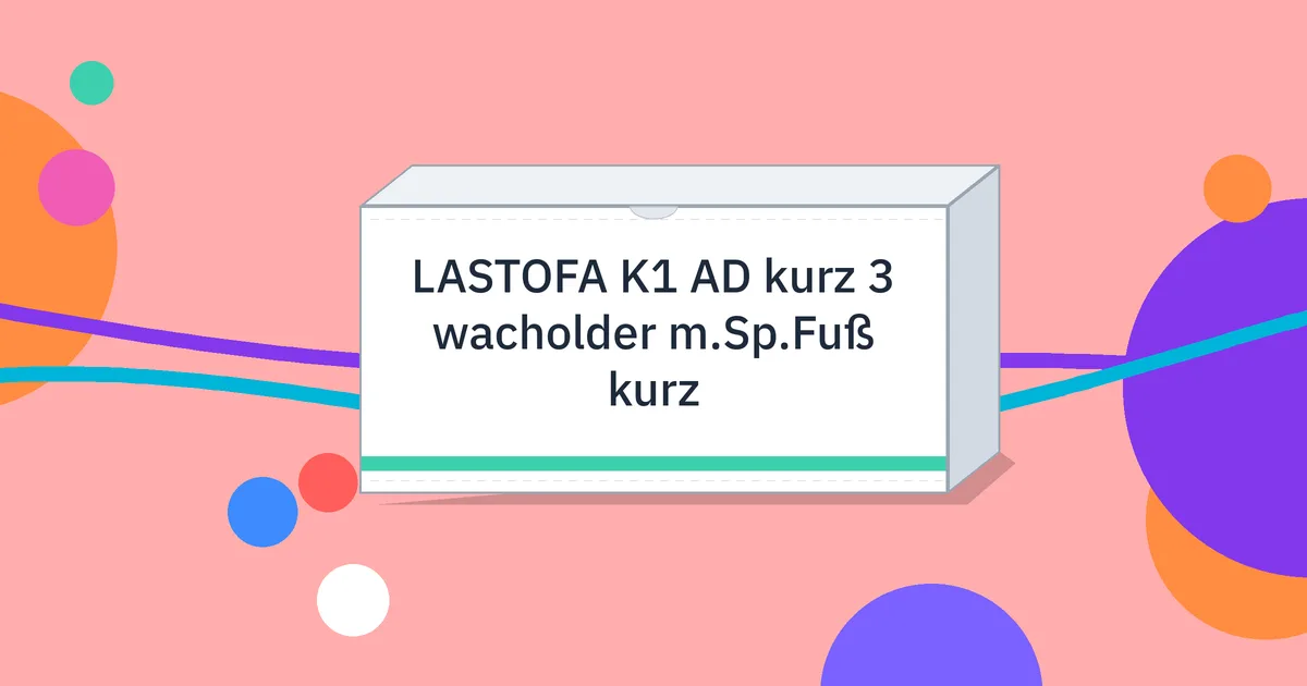 Symbolbild: Packung mit der Aufschrift LASTOFA K1 AD kurz 3 wacholder m.Sp.Fuß kurz (PZN 13787088) – Verfügbarkeit und Bezug in Apotheken in Frankfurt am Main