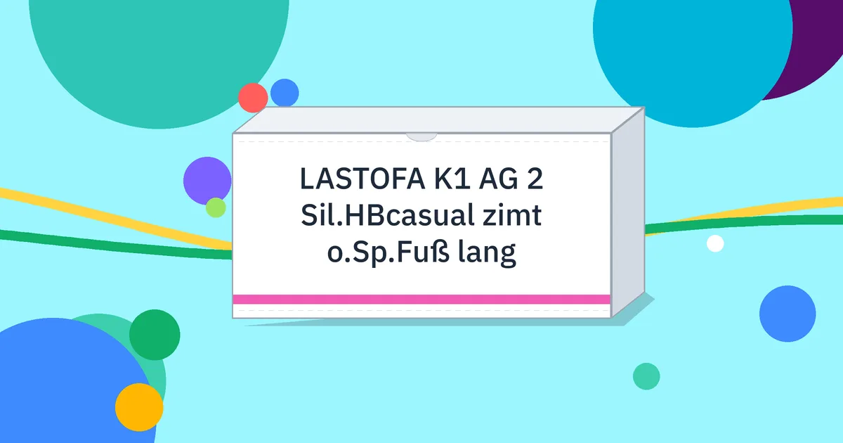Symbolbild: Packung mit der Aufschrift LASTOFA K1 AG 2 Sil.HBcasual zimt o.Sp.Fuß lang (PZN 14147971) – Verfügbarkeit und Bezug in Apotheken in Frankfurt am Main