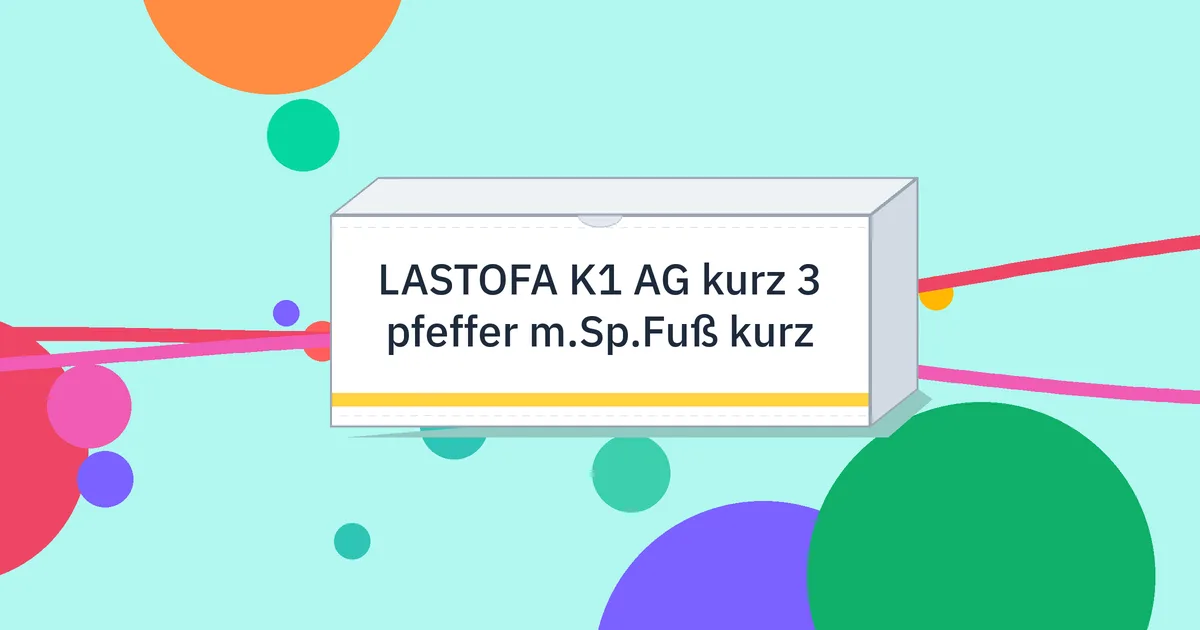 Symbolbild: Packung mit der Aufschrift LASTOFA K1 AG kurz 3 pfeffer m.Sp.Fuß kurz (PZN 13791546) – Verfügbarkeit und Bezug in Apotheken in Frankfurt am Main