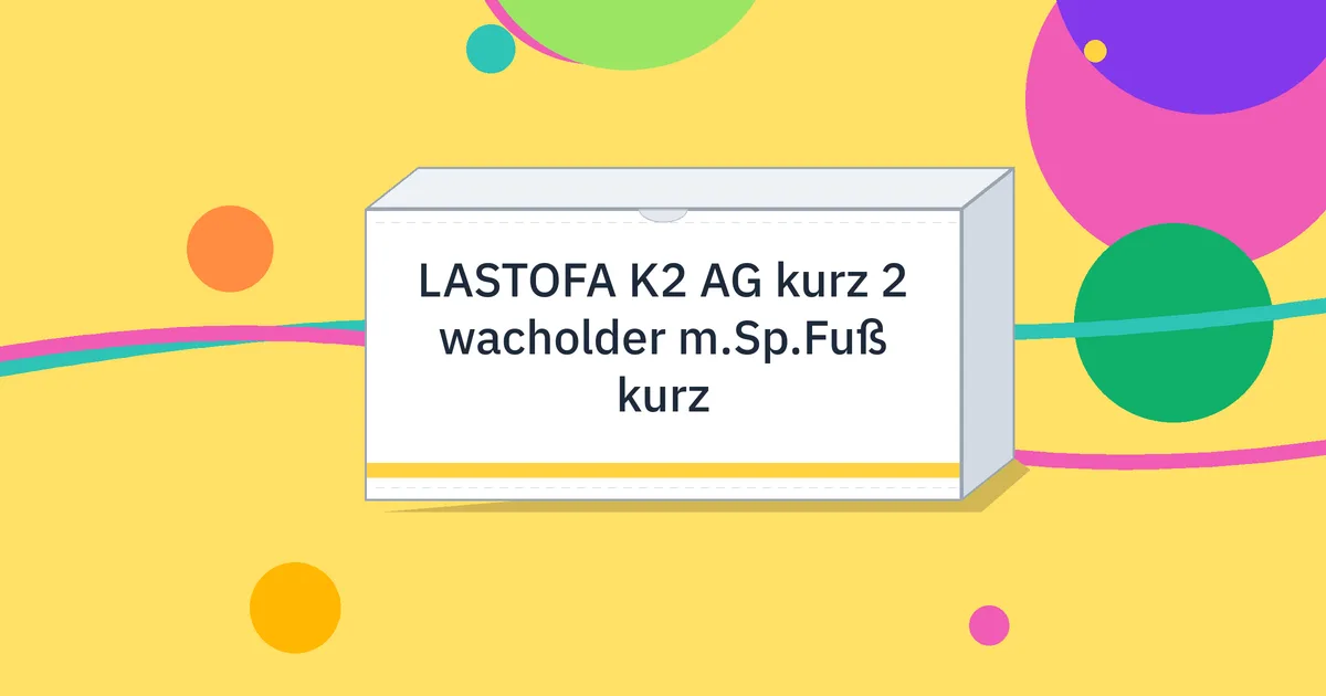 Symbolbild: Packung mit der Aufschrift LASTOFA K2 AG kurz 2 wacholder m.Sp.Fuß kurz (PZN 13803203) – Verfügbarkeit und Bezug in Apotheken in Frankfurt am Main