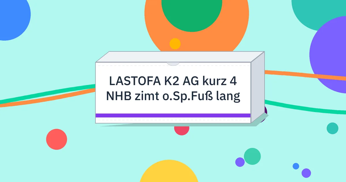 Symbolbild: Packung mit der Aufschrift LASTOFA K2 AG kurz 4 NHB zimt o.Sp.Fuß lang (PZN 14149935) – Verfügbarkeit und Bezug in Apotheken in Frankfurt am Main