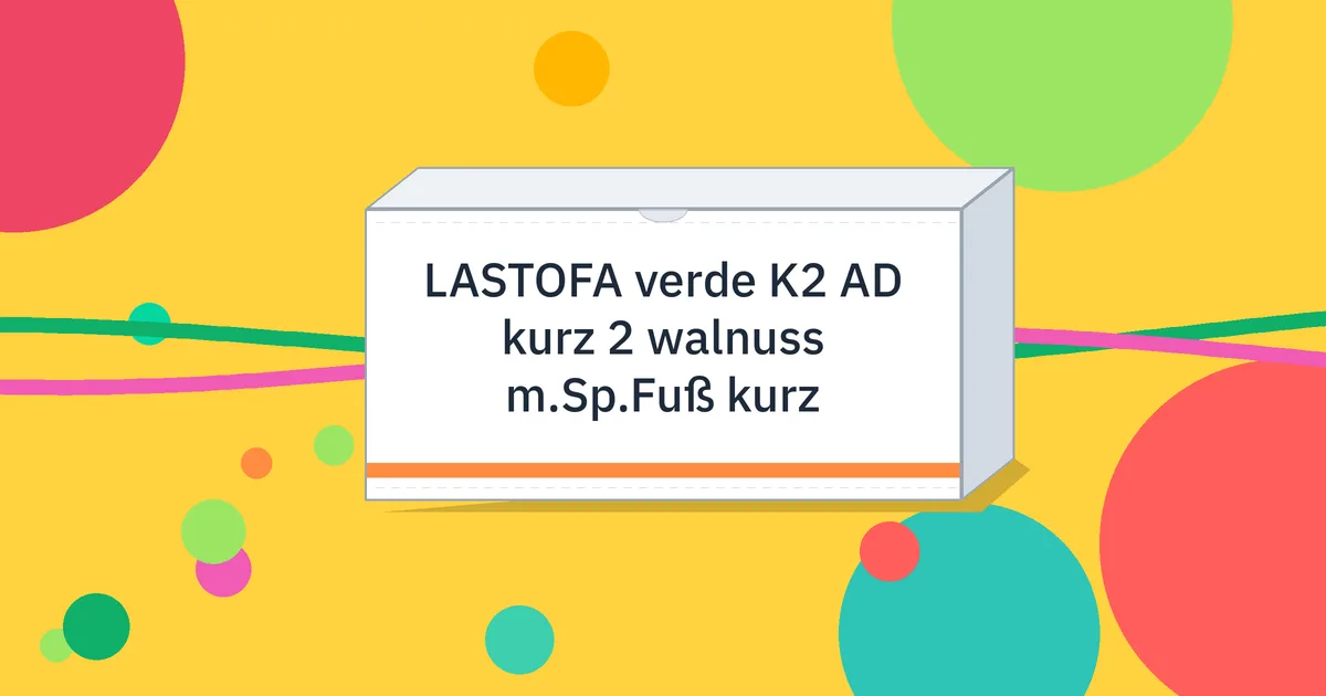 Symbolbild: Packung mit der Aufschrift LASTOFA verde K2 AD kurz 2 walnuss m.Sp.Fuß kurz (PZN 16721724) – Verfügbarkeit und Bezug in Apotheken in Frankfurt am Main