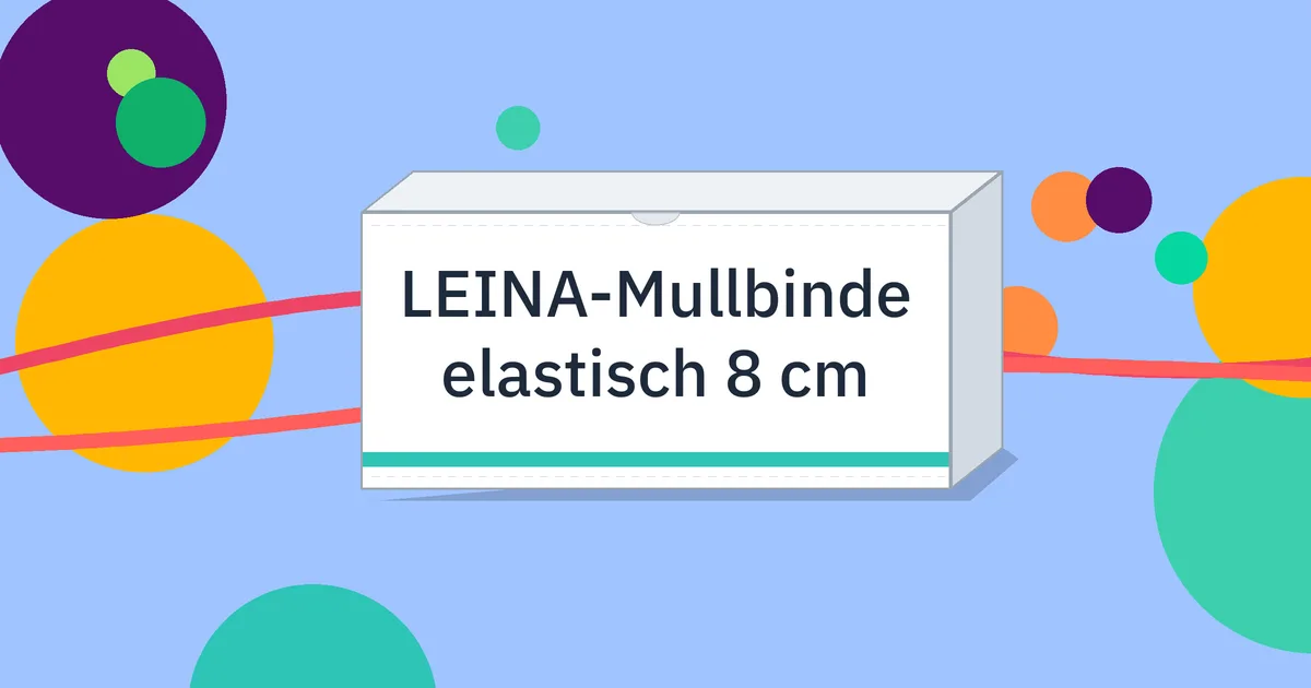 Symbolbild: Packung mit der Aufschrift LEINA-Mullbinde elastisch 8 cm (PZN 08715980) – Verfügbarkeit und Bezug in Apotheken in Frankfurt am Main