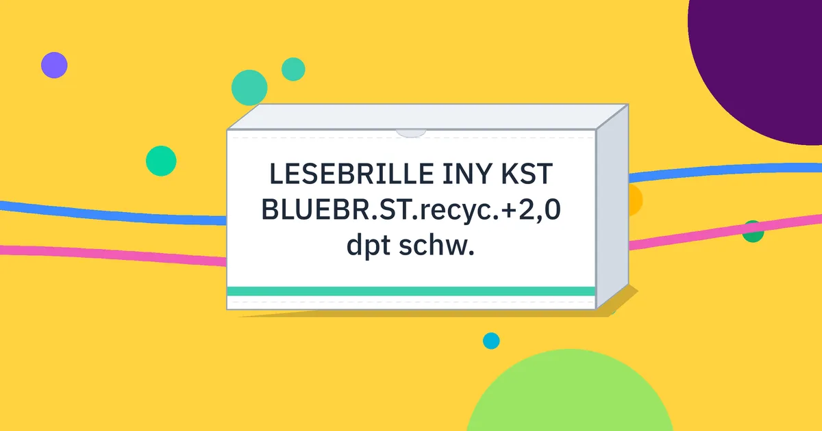 Symbolbild: Packung mit der Aufschrift LESEBRILLE INY KST BLUEBR.ST.recyc.+2,0 dpt schw. (PZN 19927975) – Verfügbarkeit und Bezug in Apotheken in Frankfurt am Main