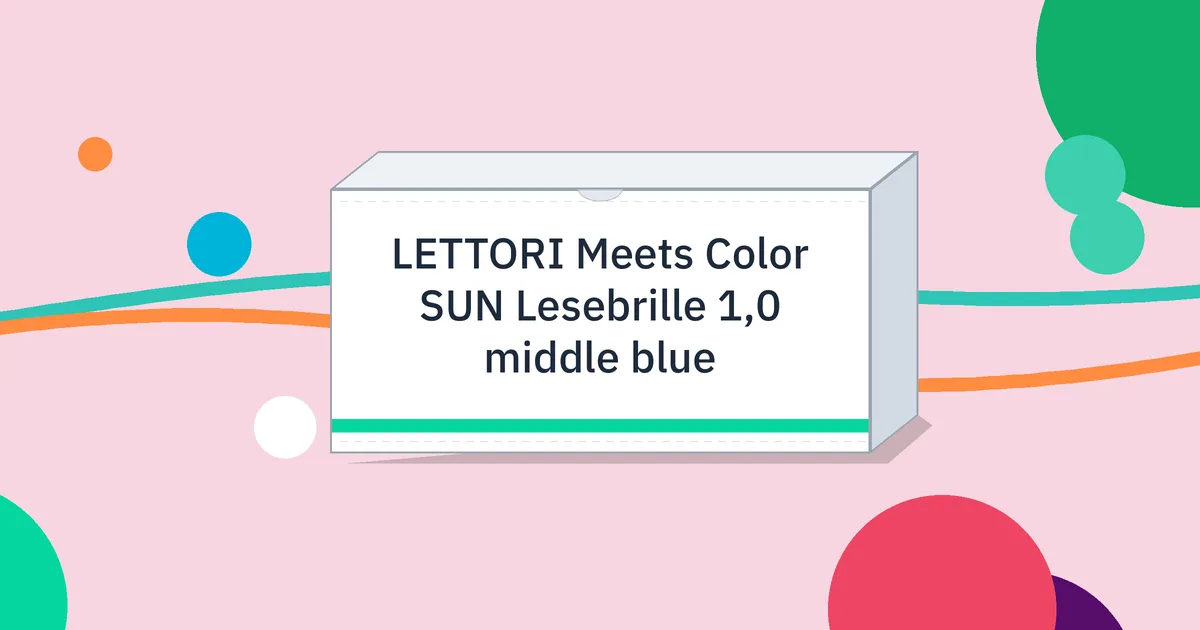 Symbolbild: Packung mit der Aufschrift LETTORI Meets Color SUN Lesebrille 1,0 middle blue (PZN 11163047) – Verfügbarkeit und Bezug in Apotheken in Frankfurt am Main