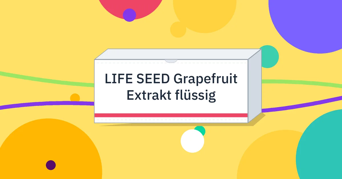 Symbolbild: Packung mit der Aufschrift LIFE SEED Grapefruit Extrakt flüssig (PZN 11163691) – Verfügbarkeit und Bezug in Apotheken in Frankfurt am Main