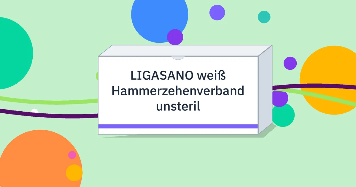 Symbolbild: Packung mit der Aufschrift LIGASANO weiß Hammerzehenverband unsteril (PZN 17250988) – Verfügbarkeit und Bezug in Apotheken in Frankfurt am Main