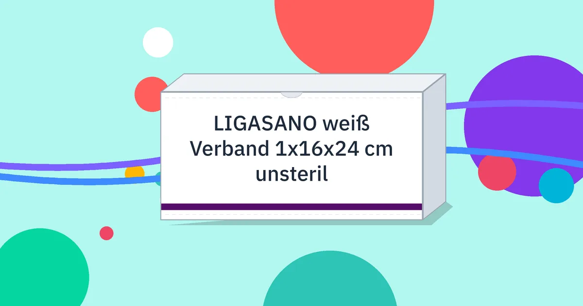 Symbolbild: Packung mit der Aufschrift LIGASANO weiß Verband 1x16x24 cm unsteril (PZN 17251077) – Verfügbarkeit und Bezug in Apotheken in Frankfurt am Main