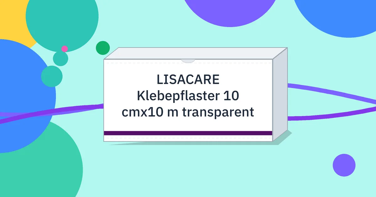 Symbolbild: Packung mit der Aufschrift LISACARE Klebepflaster 10 cmx10 m transparent (PZN 18325197) – Verfügbarkeit und Bezug in Apotheken in Frankfurt am Main