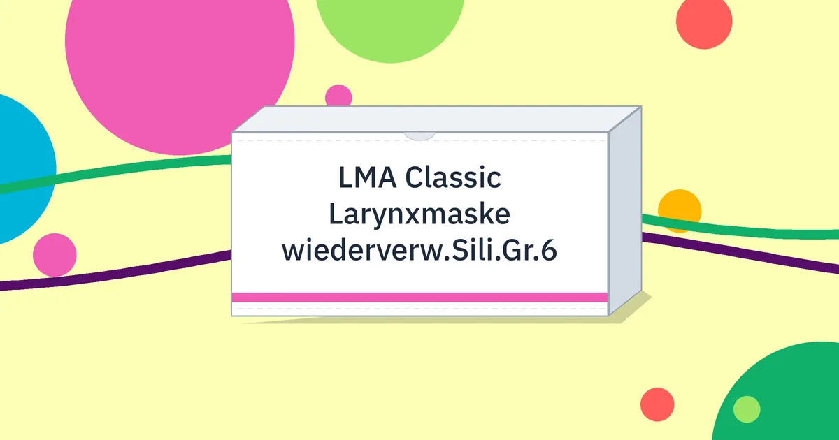 Symbolbild: Packung mit der Aufschrift LMA Classic Larynxmaske wiederverw.Sili.Gr.6 (PZN 10833830) – Verfügbarkeit und Bezug in Apotheken in Frankfurt am Main