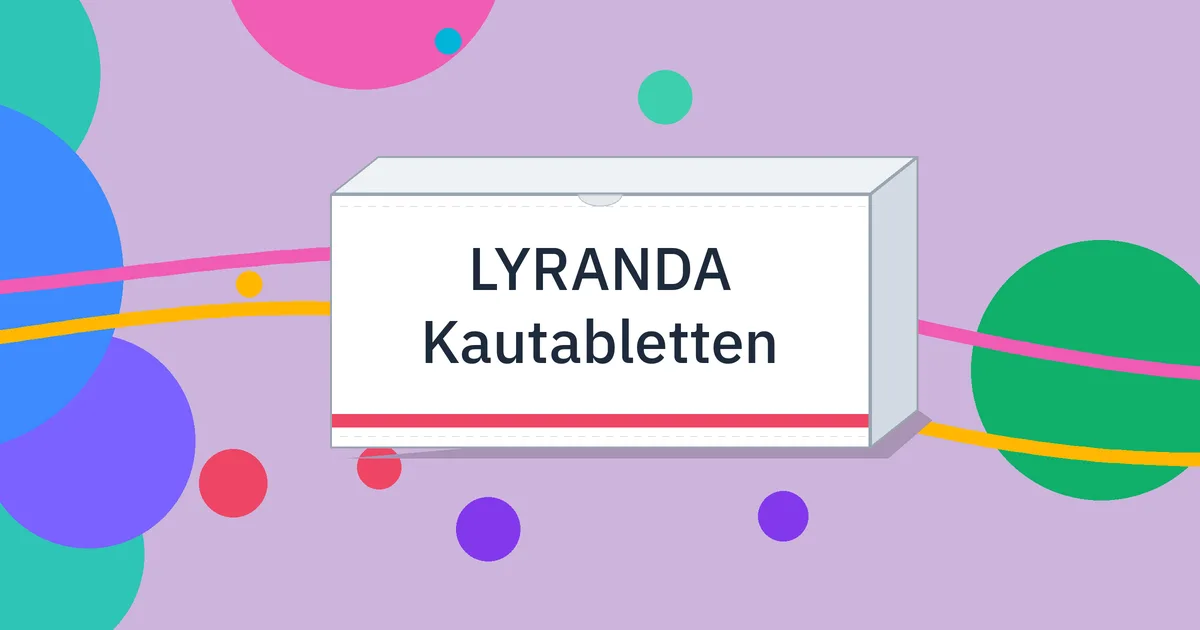 Symbolbild: Packung mit der Aufschrift LYRANDA Kautabletten (PZN 07052885) – Verfügbarkeit und Bezug in Apotheken in Frankfurt am Main