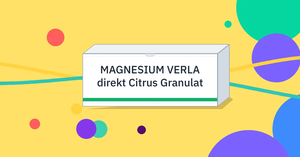 Symbolbild: Packung mit der Aufschrift MAGNESIUM VERLA direkt Citrus Granulat (PZN 15201135) – Verfügbarkeit und Bezug in Apotheken in Frankfurt am Main