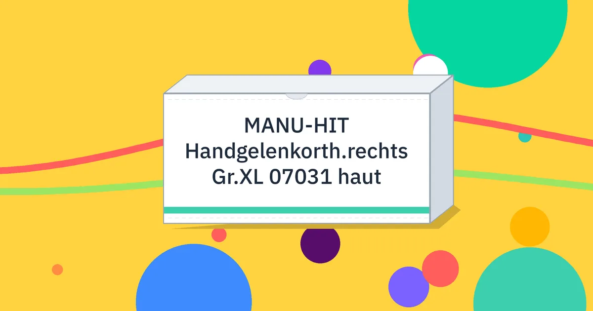 Symbolbild: Packung mit der Aufschrift MANU-HIT Handgelenkorth.rechts Gr.XL 07031 haut (PZN 03097135) – Verfügbarkeit und Bezug in Apotheken in Frankfurt am Main