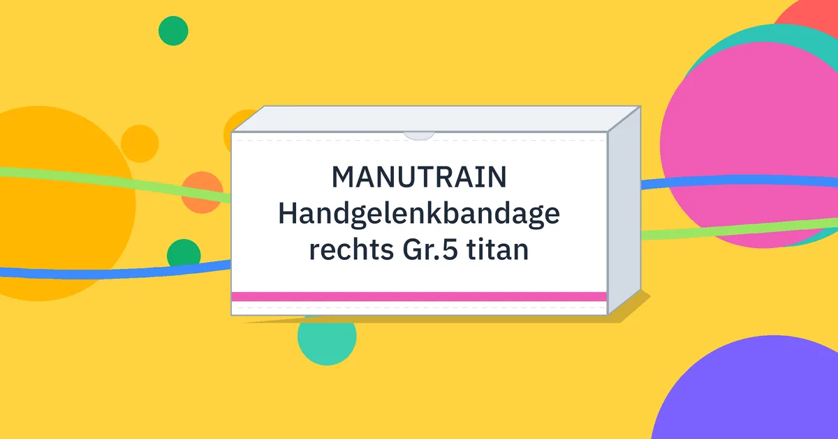 Symbolbild: Packung mit der Aufschrift MANUTRAIN Handgelenkbandage rechts Gr.5 titan (PZN 01285938) – Verfügbarkeit und Bezug in Apotheken in Frankfurt am Main