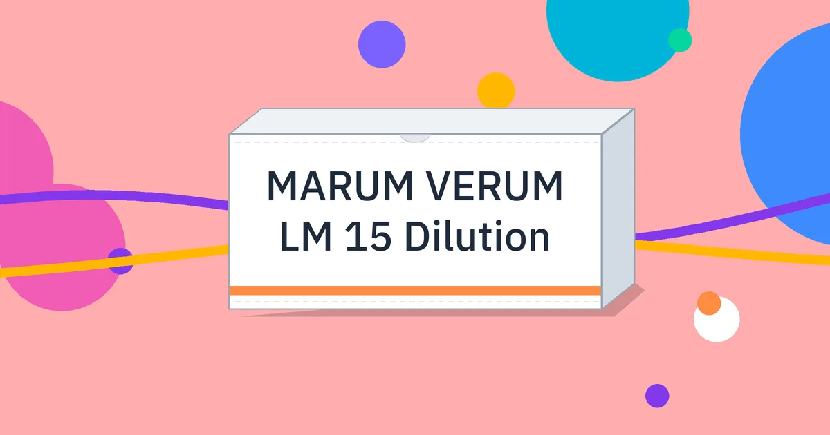 Symbolbild: Packung mit der Aufschrift MARUM VERUM LM 15 Dilution (PZN 12946521) – Verfügbarkeit und Bezug in Apotheken in Frankfurt am Main